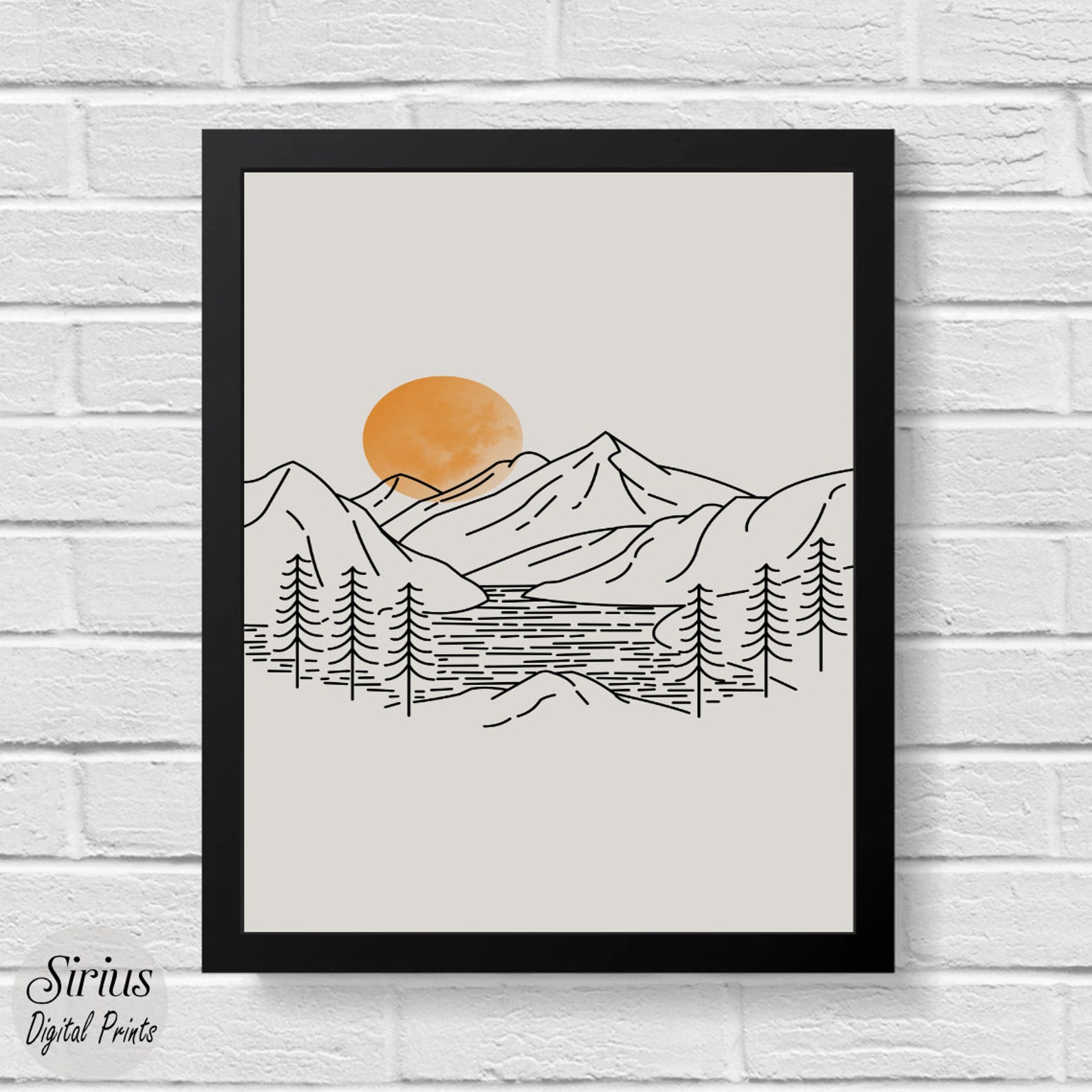 Minimalist Mountain Line Art, Digital Download, Landscape Prints, Large ...