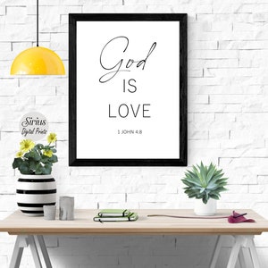 Christian Wall Art,god is Love,bible Verse Print,1 John 4:8,poster ...