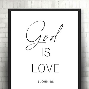 Christian Wall Art,god is Love,bible Verse Print,1 John 4:8,poster ...