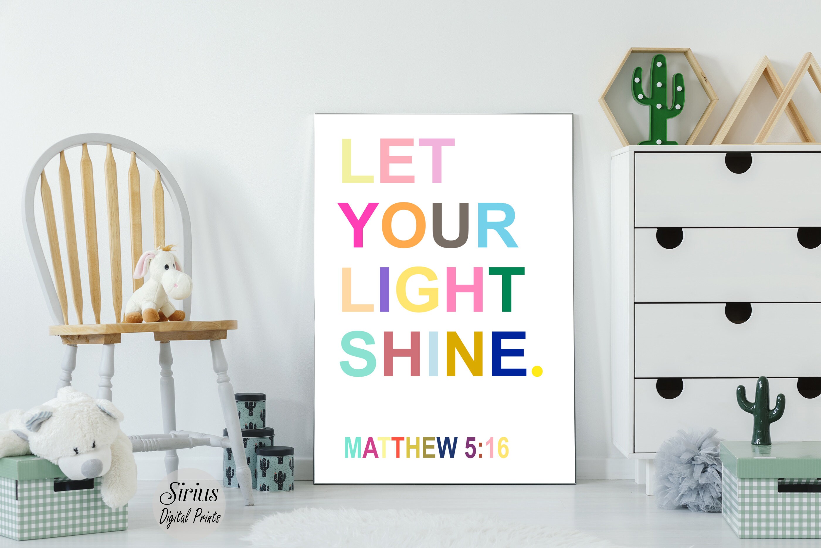 Let Your Light Shine,bible Verse for Kids,christian Prints,colorful ...