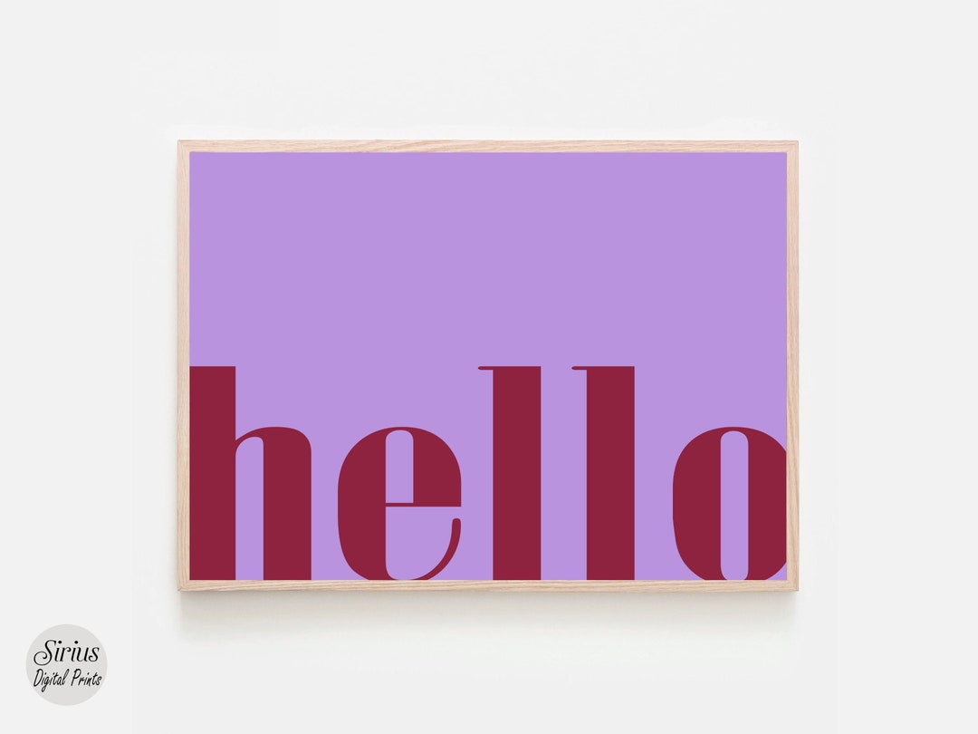 Hello Print,pink,red,hello Poster,printable Wall Art,colorful ...