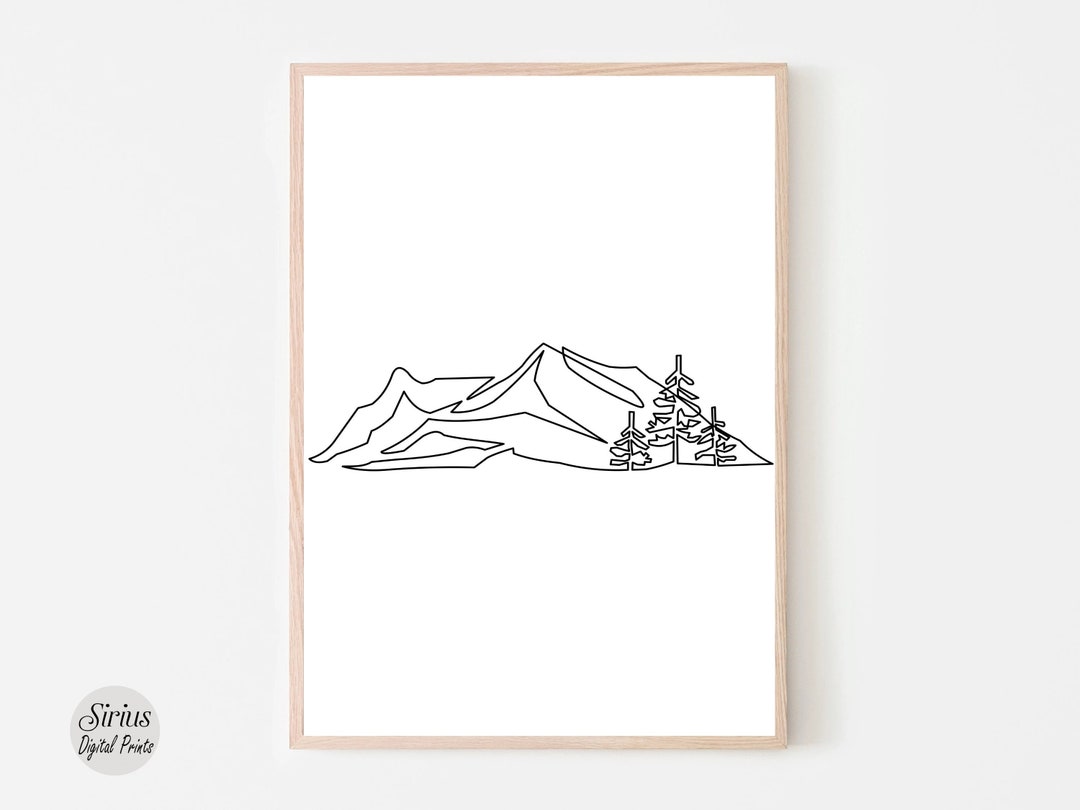 Minimalist Mountain Line Art, Printable Wall Art, Digital Download ...