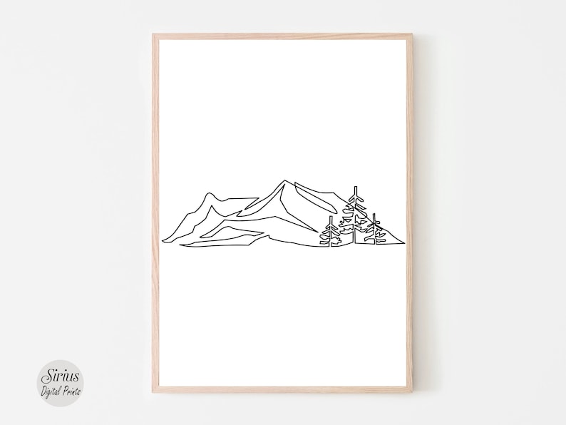 Minimalist Mountain Line Art, Printable Wall Art, Digital Download ...