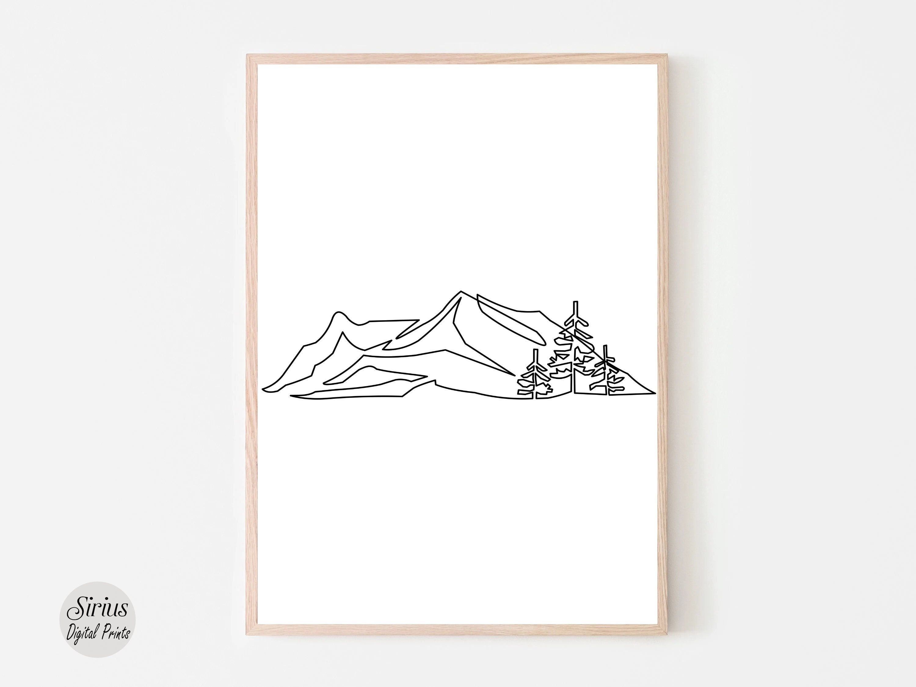 Minimalist Mountain Line Art, Printable Wall Art, Digital Download ...