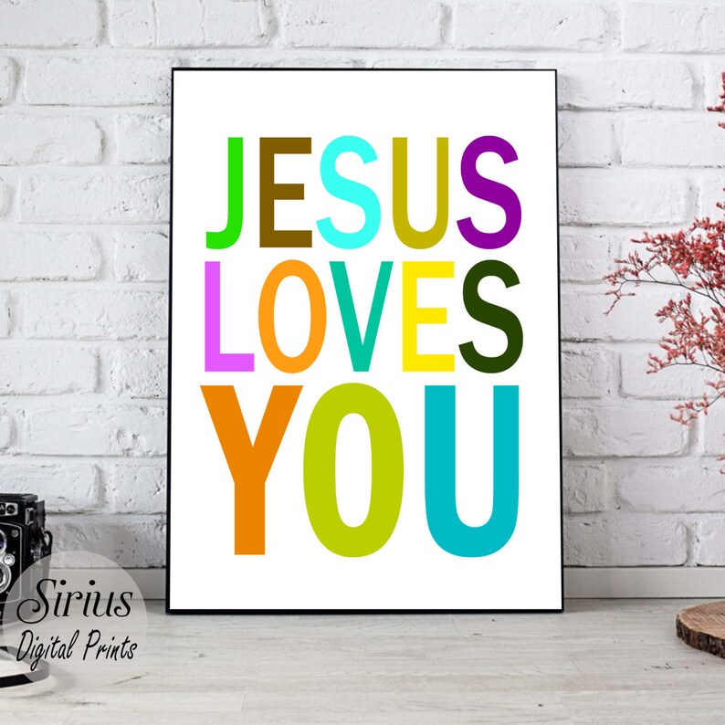 Jesus Loves Youbible Versekidsprintable Wall Artchristian - Etsy