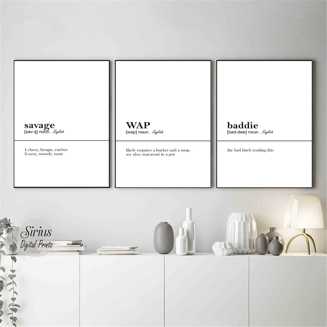 Funny Home Decor | Set of 3 Prints | College Dorm Room Decor | Wap ...