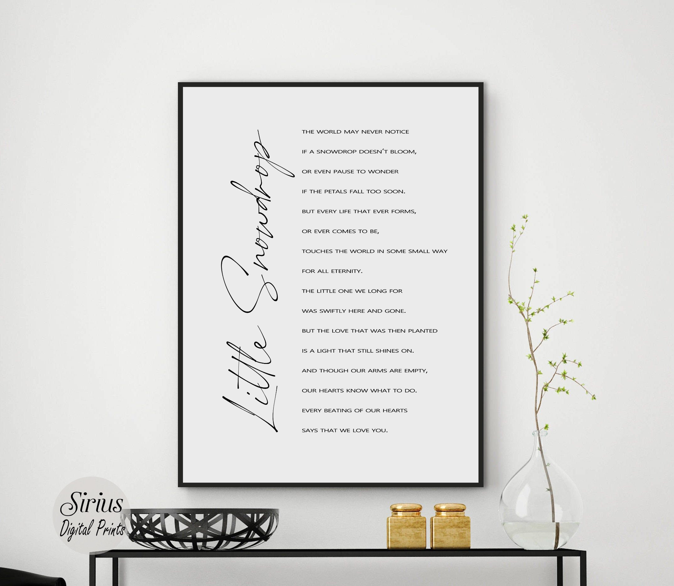 Baby Loss Poem Little Snowdrop Poem Miscarriage Print - Etsy UK