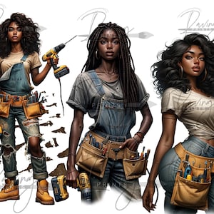 Empowered Black Women in Construction Handy Clipart - Professional ...