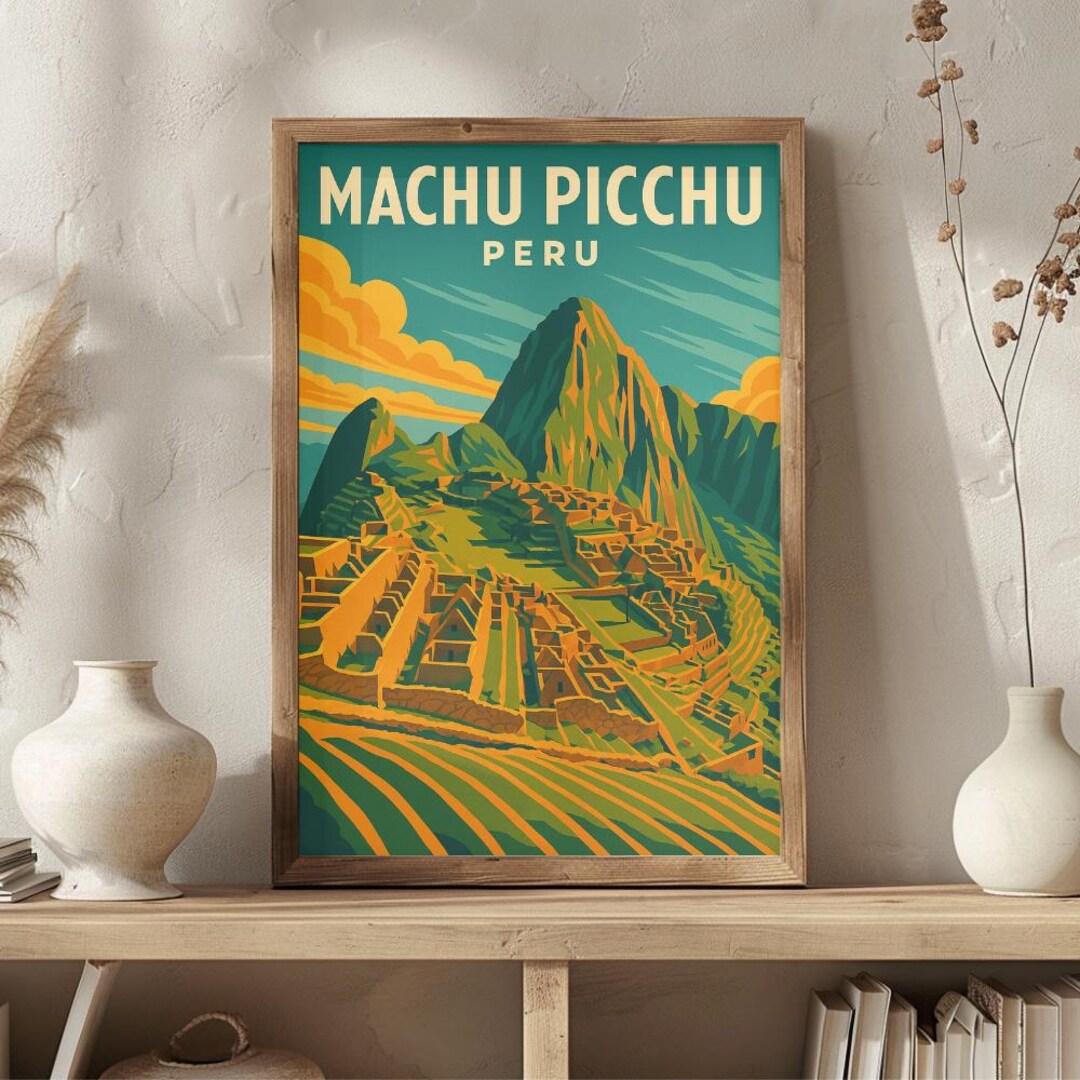 Machu Picchu Print, Peru Vintage Travel Poster, Incan Ruins Art - Etsy