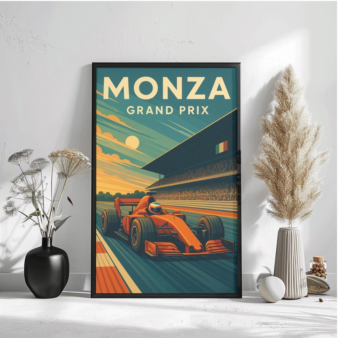 Monza Italian F1 Grand Prix Poster | Retro Motorsport Art - Etsy New ...