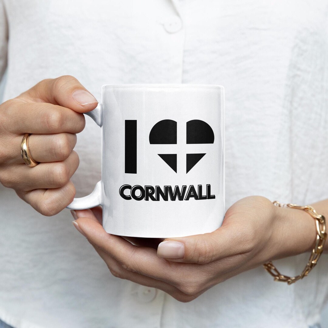 I Love Cornwall Coffee Mug, Cornwall Flag Heart Tea Cup, Cornish ...