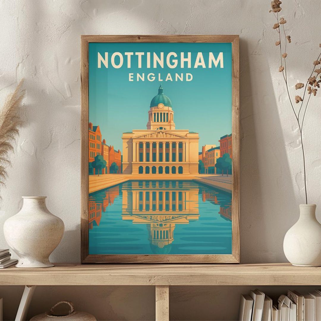 Nottingham Travel Poster, Retro UK Wall Art, Council House Print - Etsy