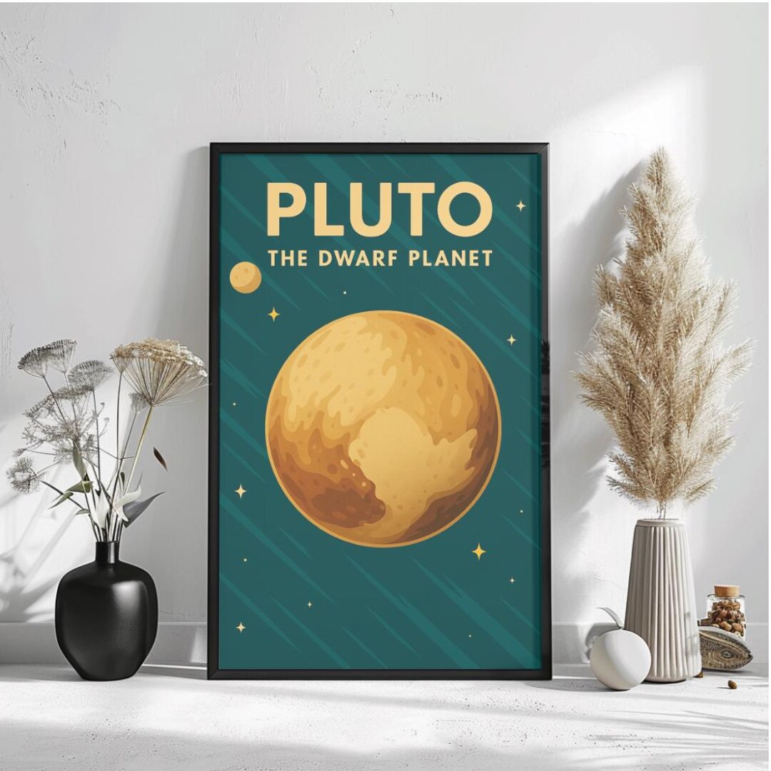 Pluto Retro Dwarf Planet Poster - Vintage Style Space Wall Art Print ...