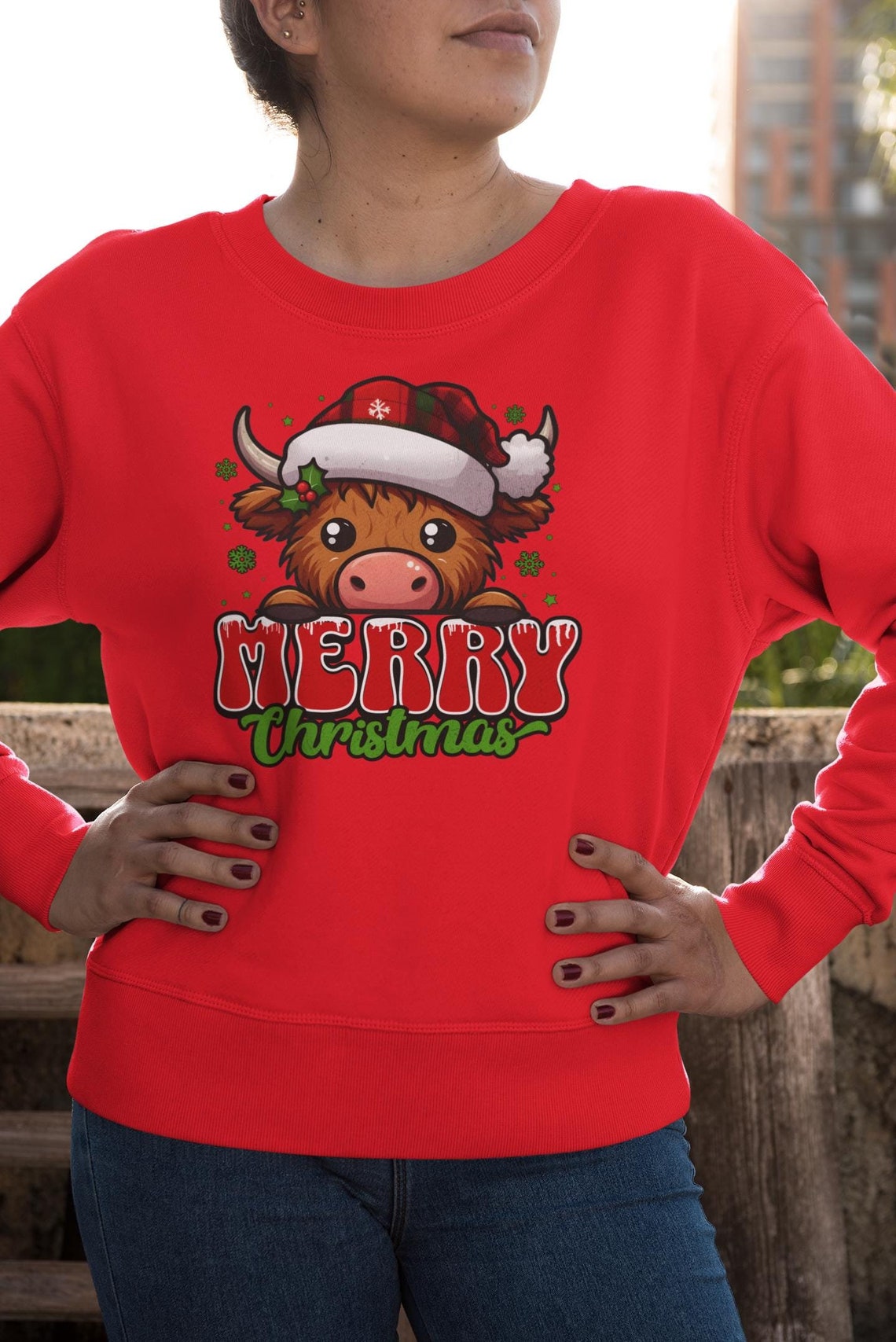 Cute Highland Cow Christmas Jumper Highland Cow Sweatshirt, Xmas ...