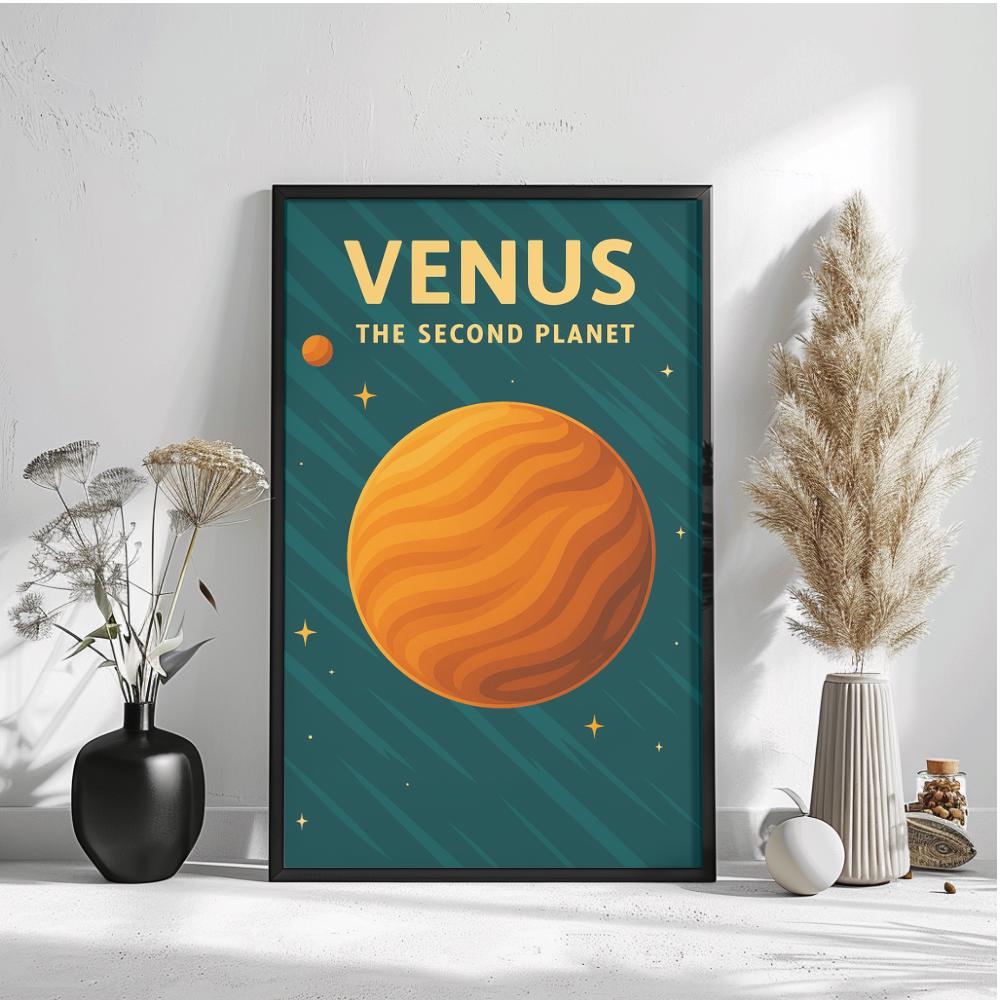 Venus Retro Space Poster - Mid Century Second Planet Wall Art Print ...