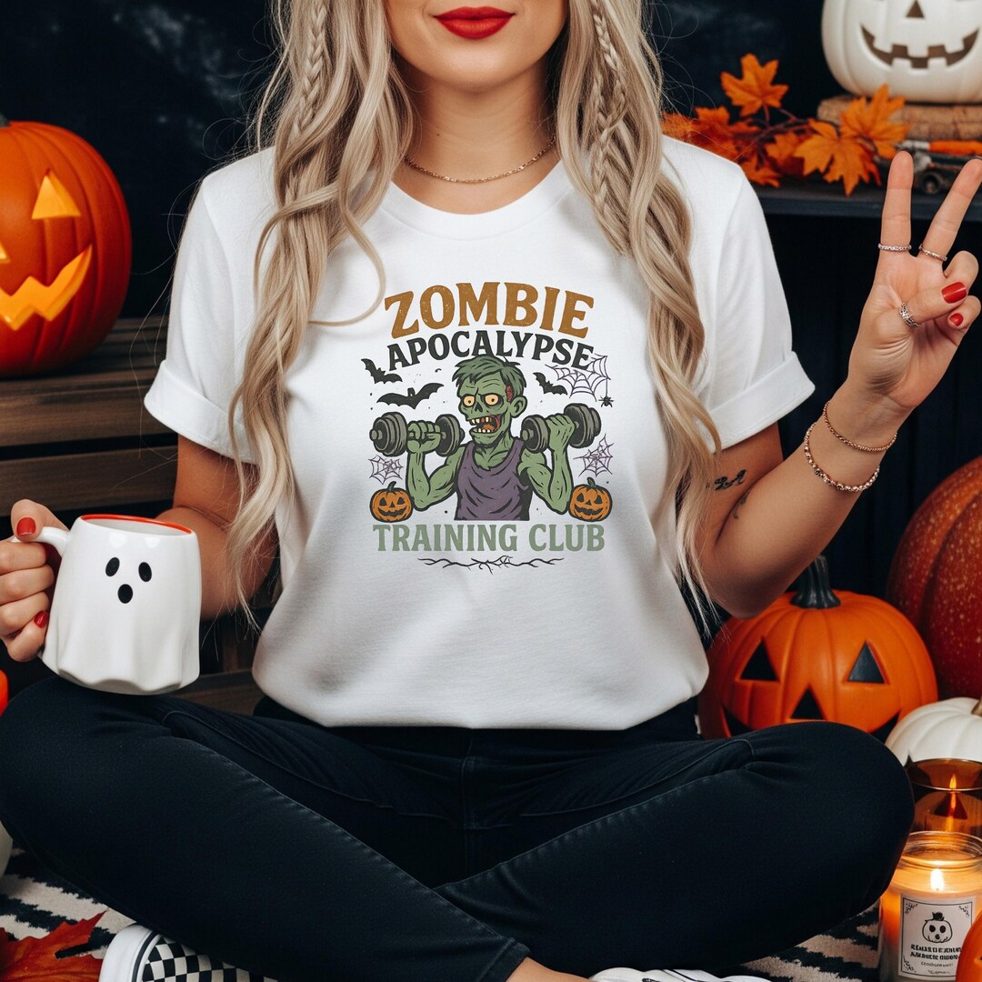Zombie Apocalypse Training Club T-shirt - Funny Halloween Gym Shirt ...