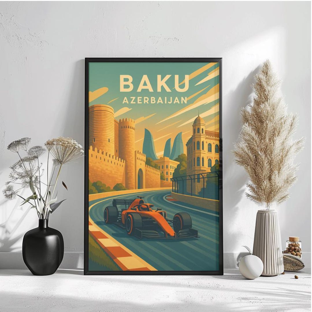 Baku Azerbaijan Poster - Vintage Style Formula Art Print | Retro Racing ...