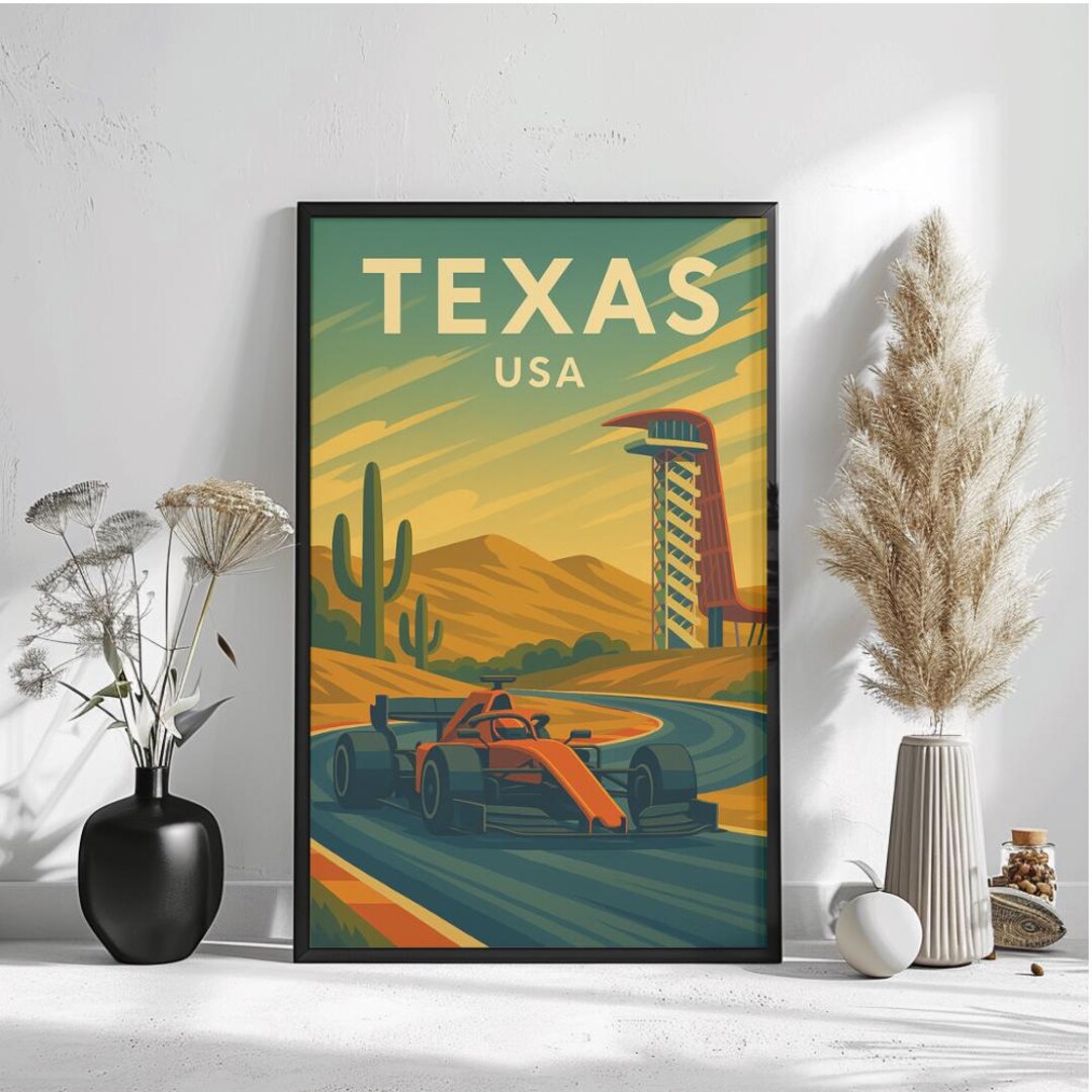 Texas USA F1 Poster - Vintage Style Formula 1 Art Print | Retro Circuit ...