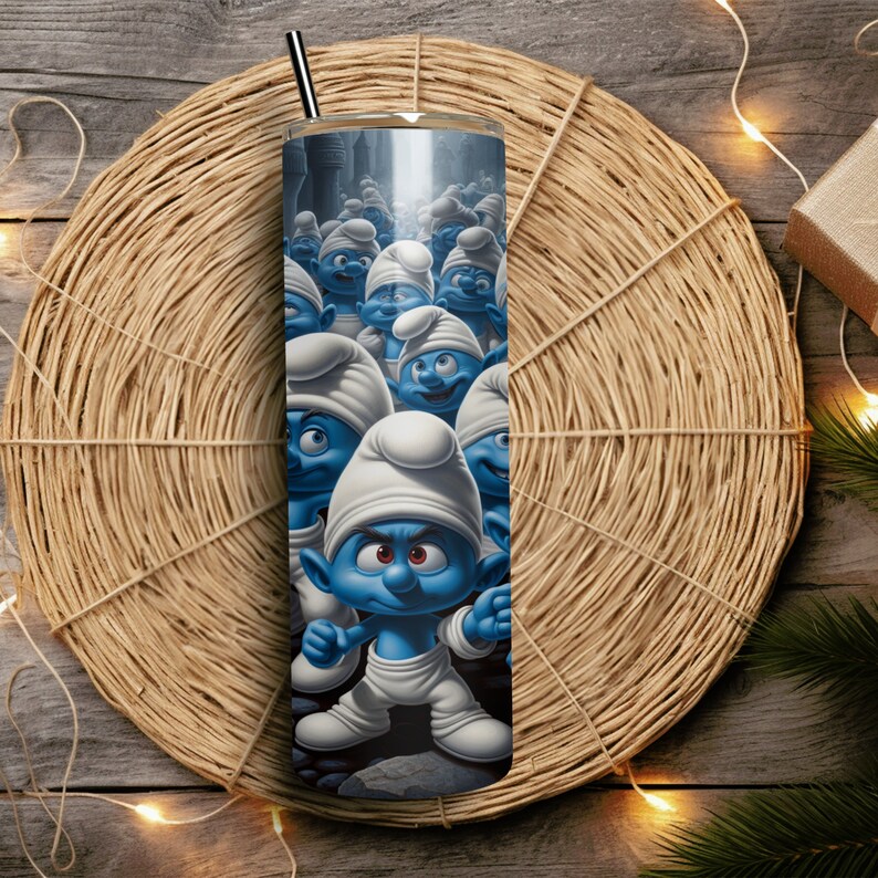 Smurfs Custom Smurf Tumbler Wrap , 20 Oz Skinny Tumbler Wrap, 20oz ...