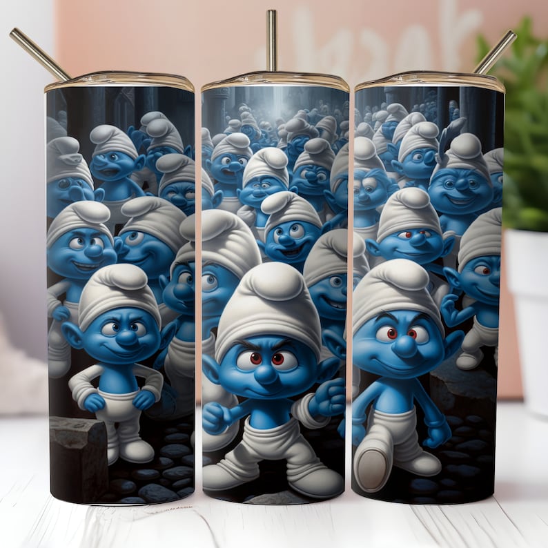 Smurfs Custom Smurf Tumbler Wrap , 20 Oz Skinny Tumbler Wrap, 20oz ...