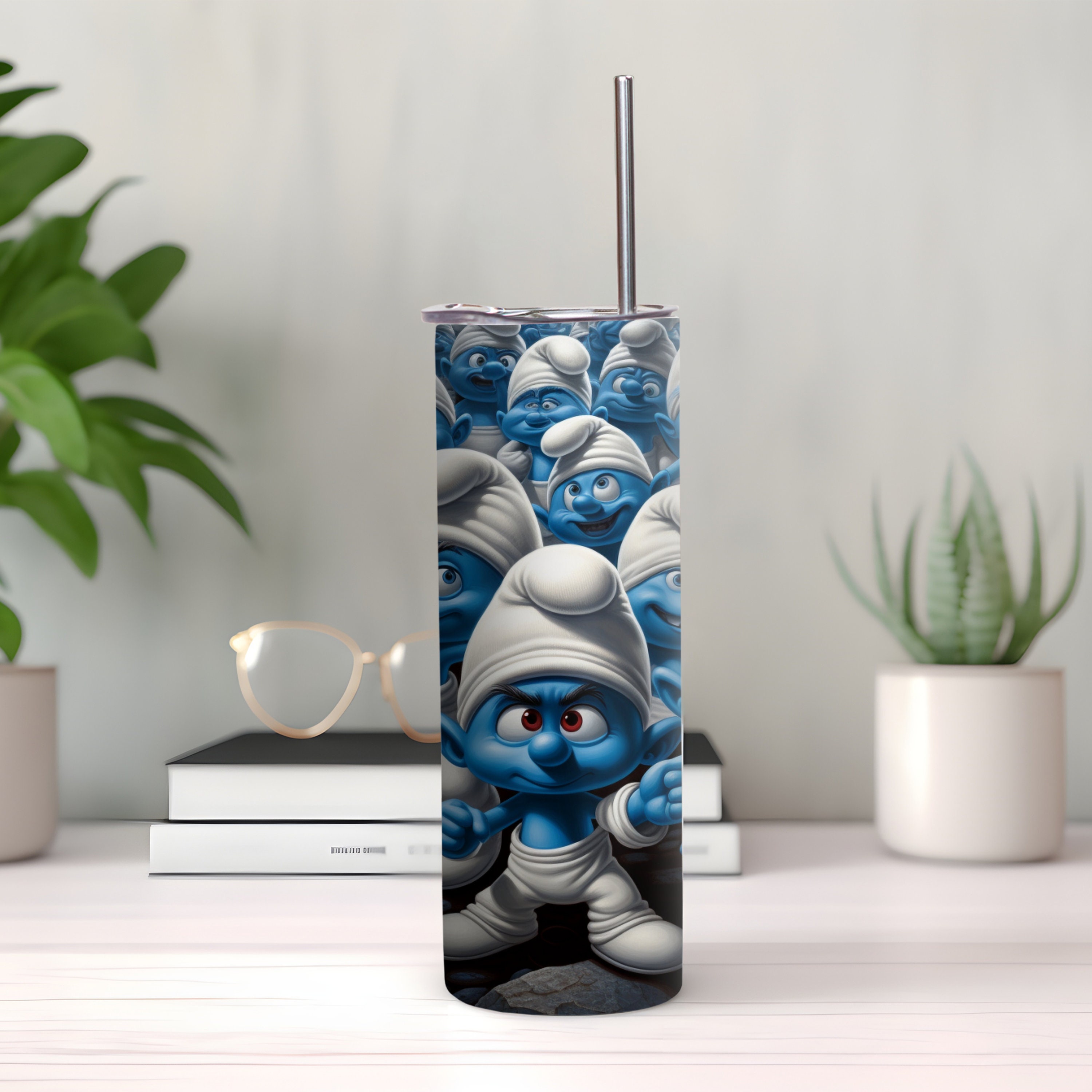 Smurfs Custom Smurf Tumbler Wrap , 20 Oz Skinny Tumbler Wrap, 20oz ...