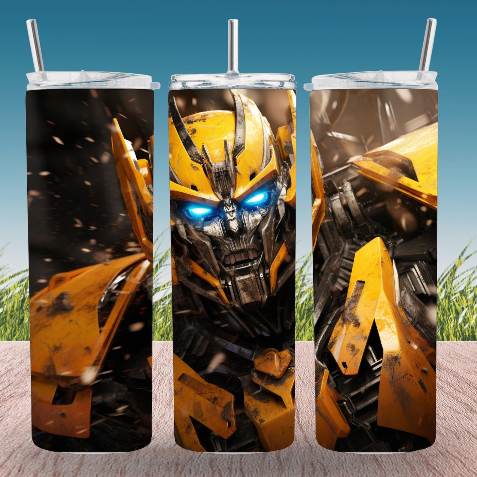 Bumblebee Transformers Tumbler Wrap: 20oz Skinny Sublimation Design ...