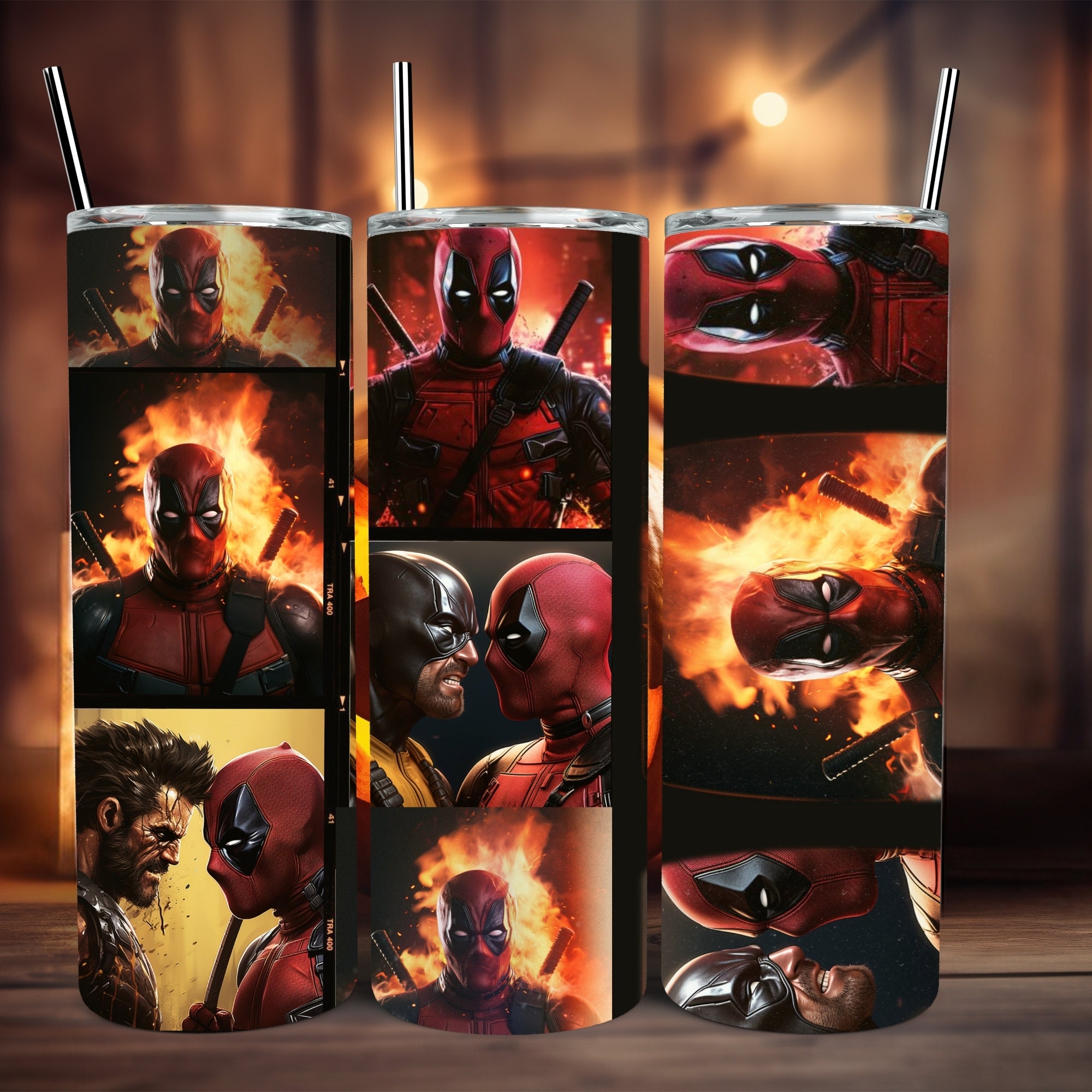 Deadpool & Wolverine Sublimation Design: 20oz Skinny Tumbler (PNG ...