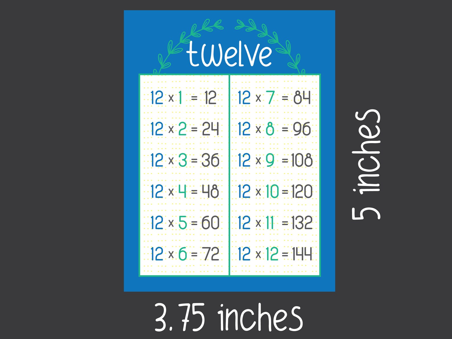 Multiplication Table Printable Cards, 1-12 Times Table Charts, Teacher ...