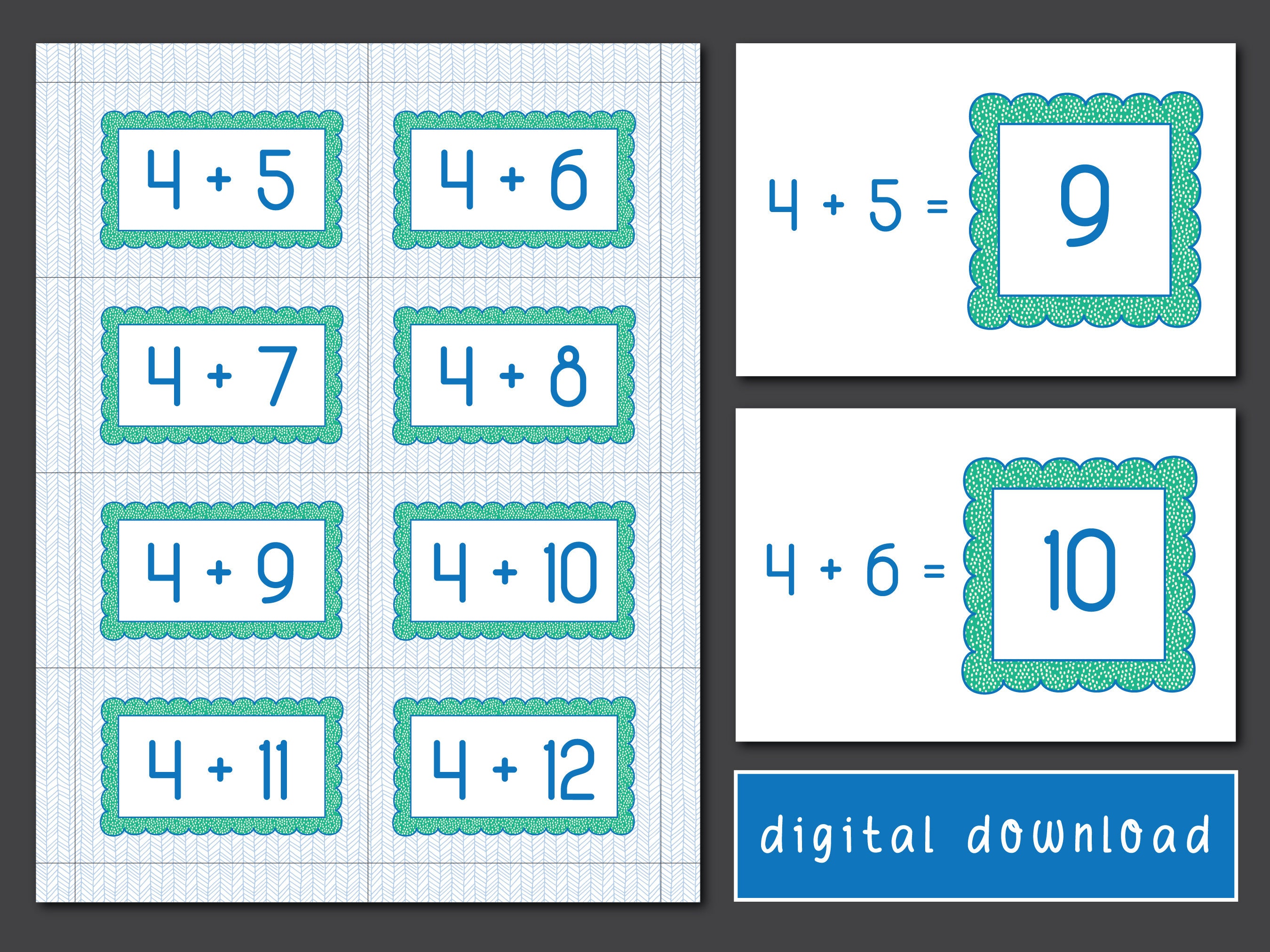 Addition Flash Cards, Teacher Resources, Homeschool Printables, Math ...