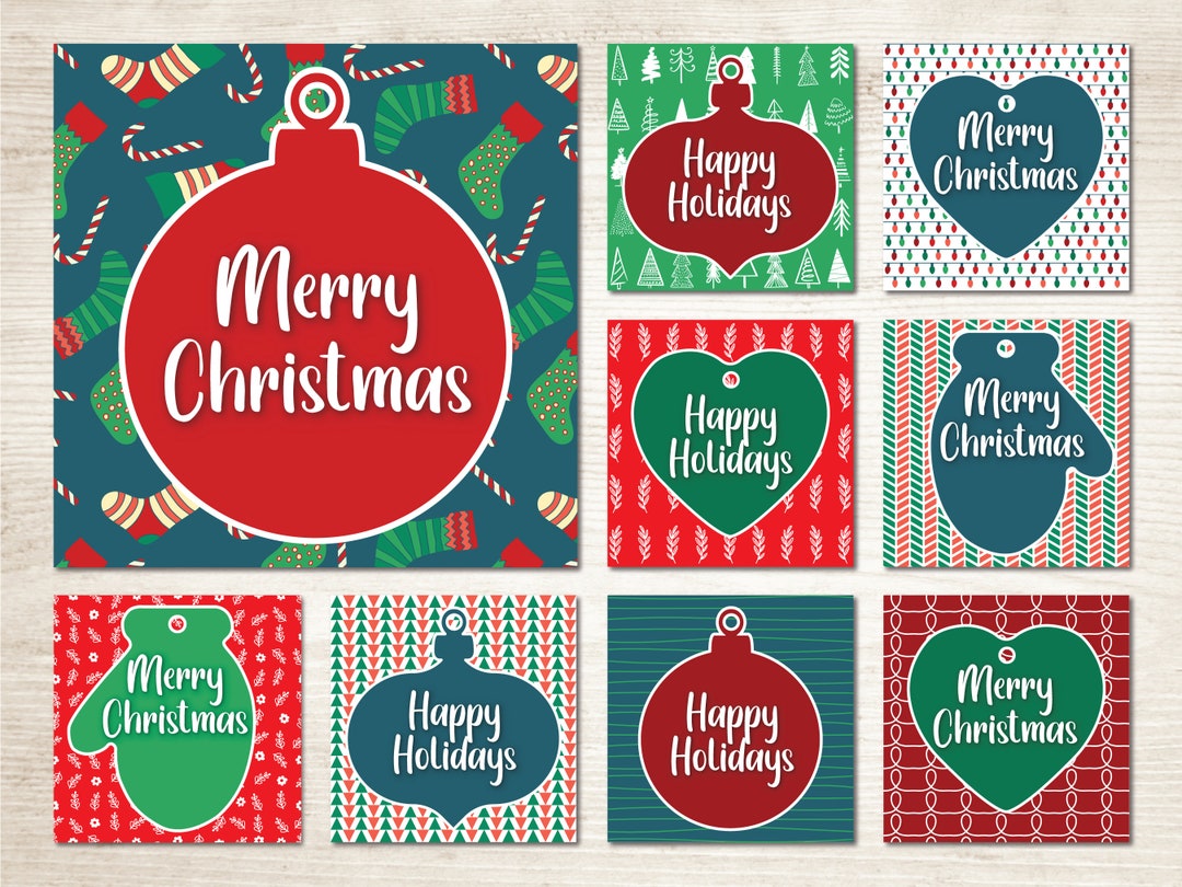 Christmas Printable Gift Tags, Mini Christmas Cards, Holiday Gift Tags ...