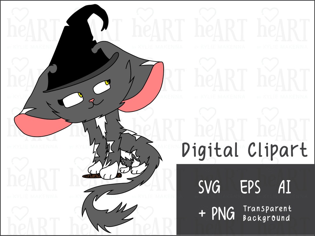 Halloween Cat Clipart for Kids, Cute Cat Art, Halloween PNG, SVG, Trick ...