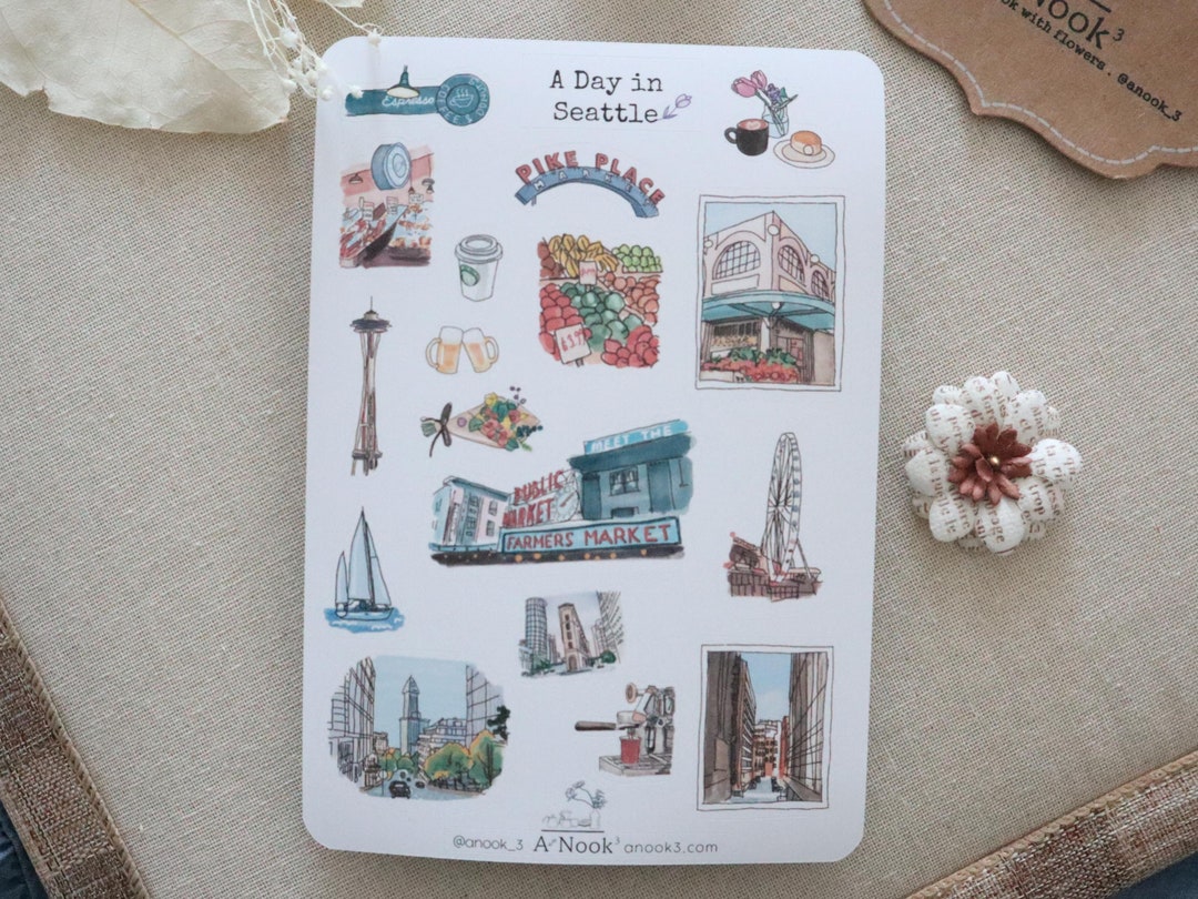 Seattle Sticker Sheet City Stickers Travel Journal Stickers Travel ...