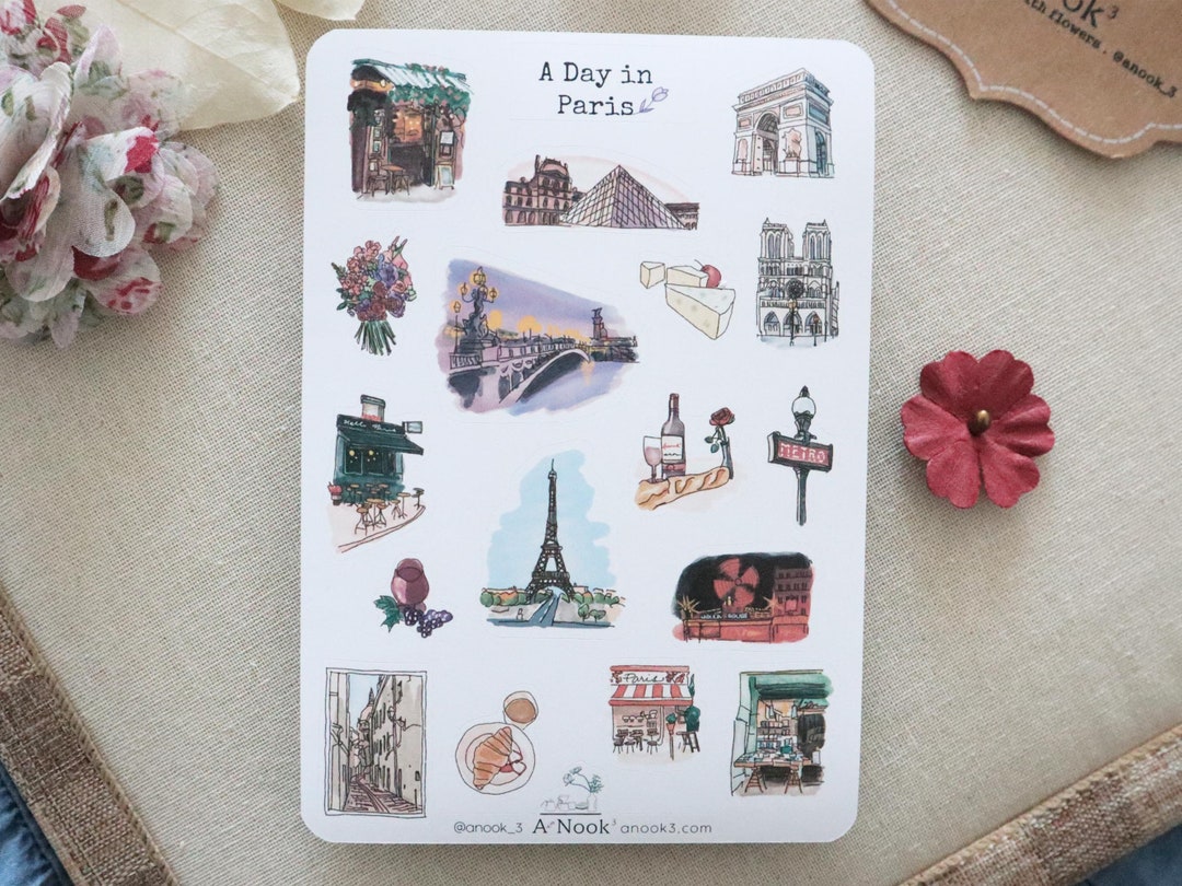 Paris Travel Stickers: Hand-drawn Art Journal Stickers - Etsy