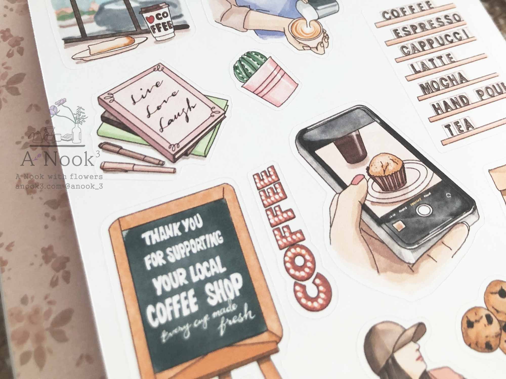 Coffee Sticker Sheet Local Coffee Shop Stickers Bullet Journal Stickers ...