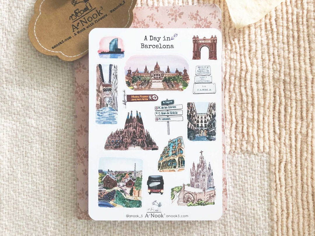 Barcelona Travel Stickers: Spain Scrapbook Stickers, Journal Planner - Etsy