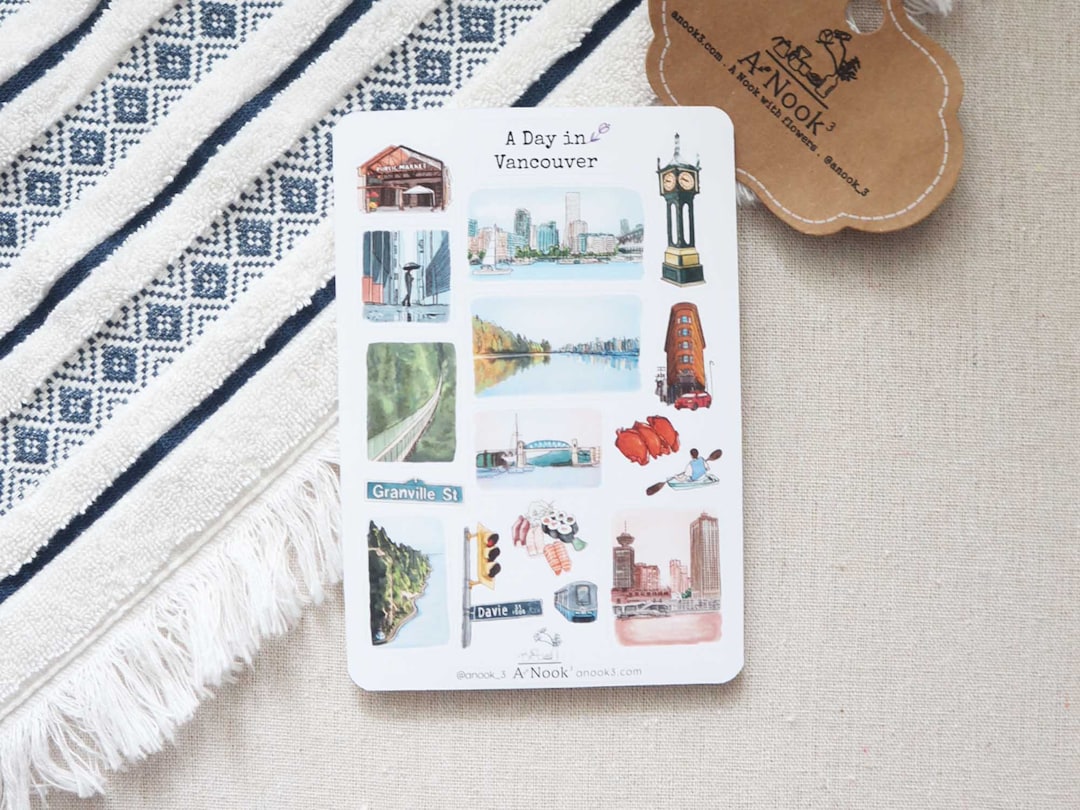 Vancouver Canada Sticker Sheet L Travel Stickers L City Illustration L ...