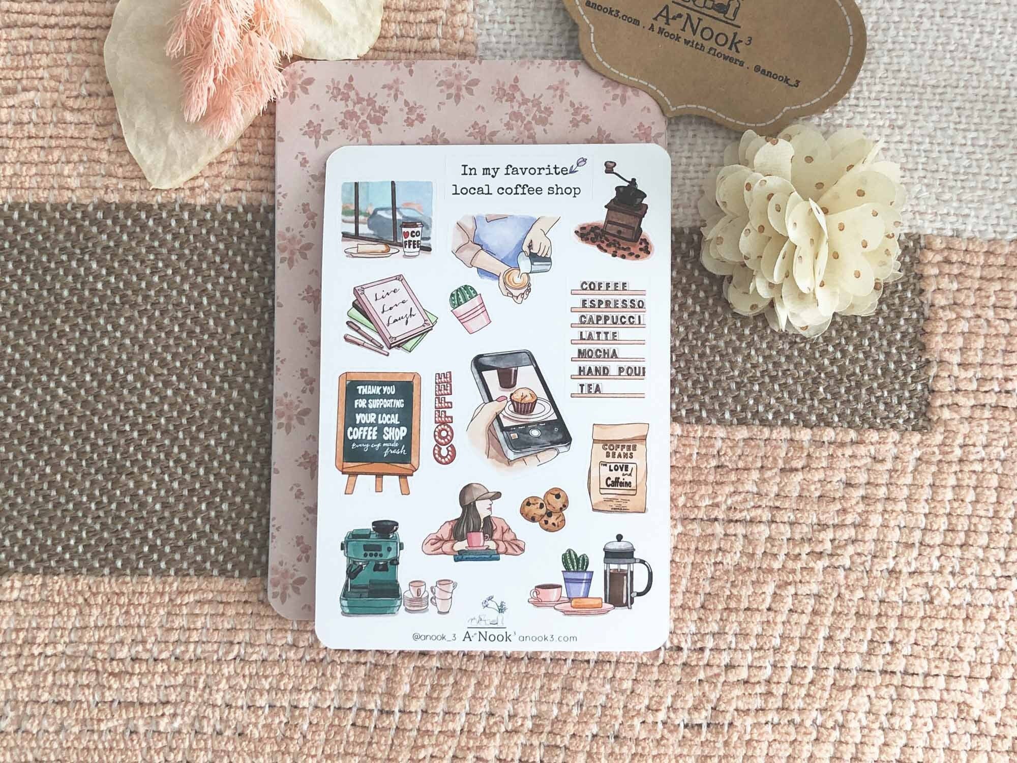 Coffee Sticker Sheet Local Coffee Shop Stickers Bullet Journal Stickers ...