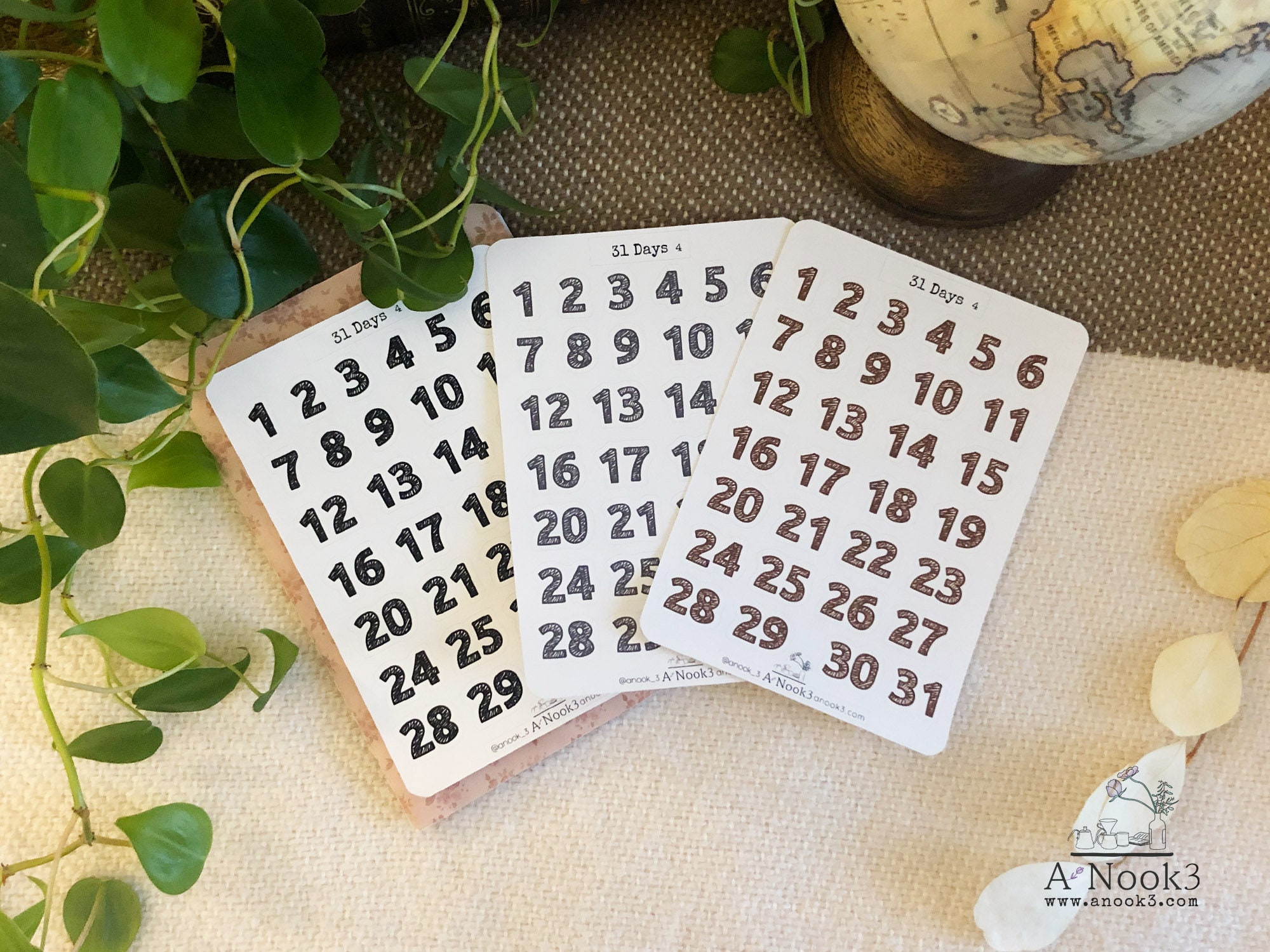 31 Days Stickers Date Number Planner Sticker Journal Stickers - Etsy