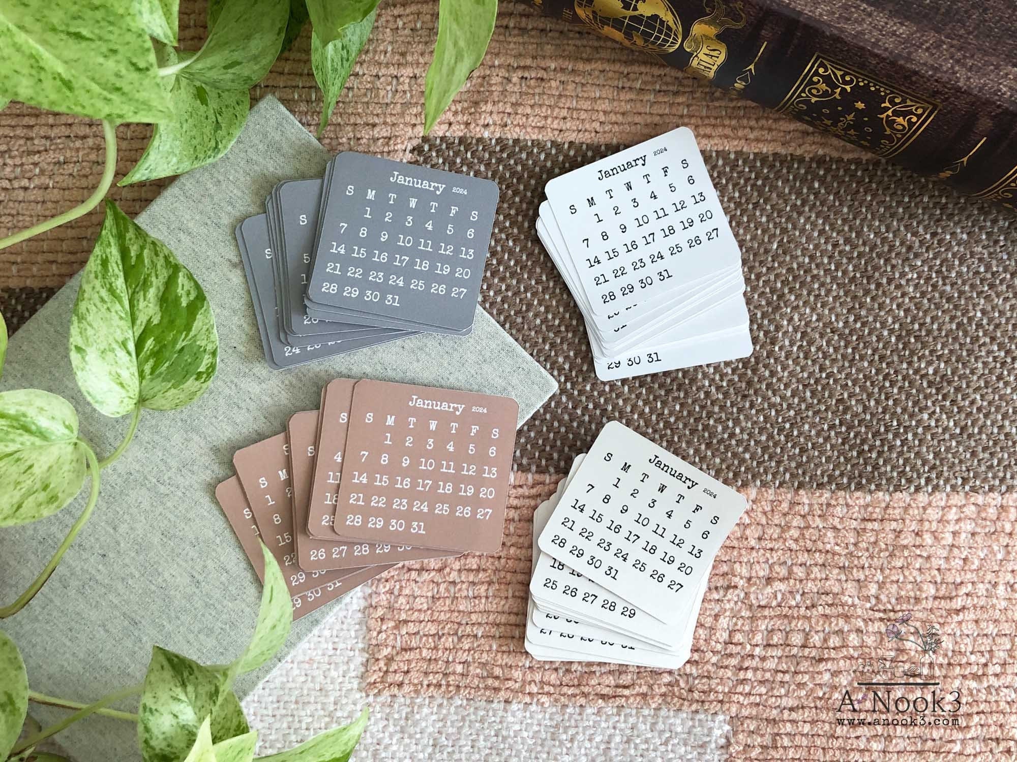 Mini Calendar Stickers Die Cut 2024 Calendar Sunday Start Monday Start ...