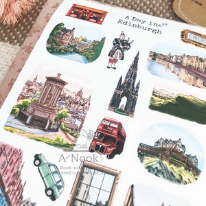 Edinburgh Travel Stickers: Scotland Scrapbook Planner Stickers - Etsy
