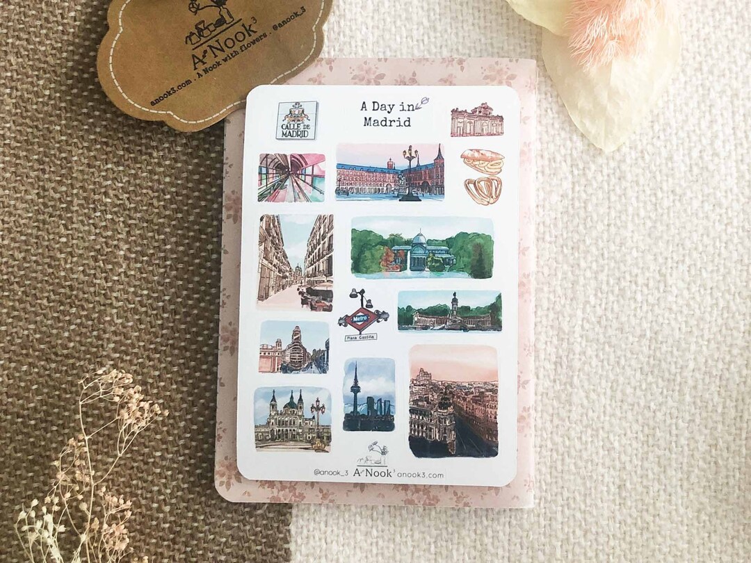 Madrid Spain Sticker Sheet L Travel Journal Stickers L City Stickers L ...
