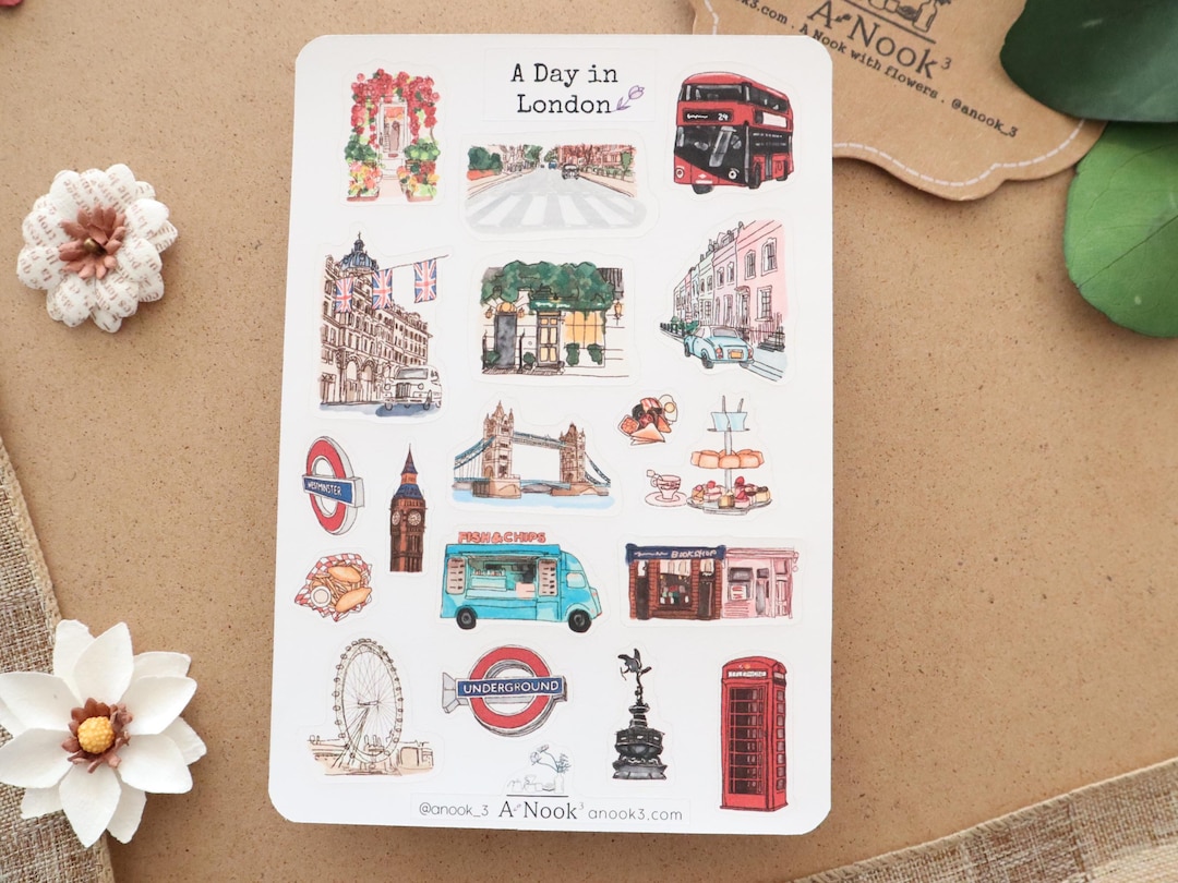 London Sticker Sheet for Travel Journal London Art Stickers London ...