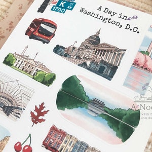 Washington DC Sticker Sheet L US Travel Journal Stickers L Matte L for ...