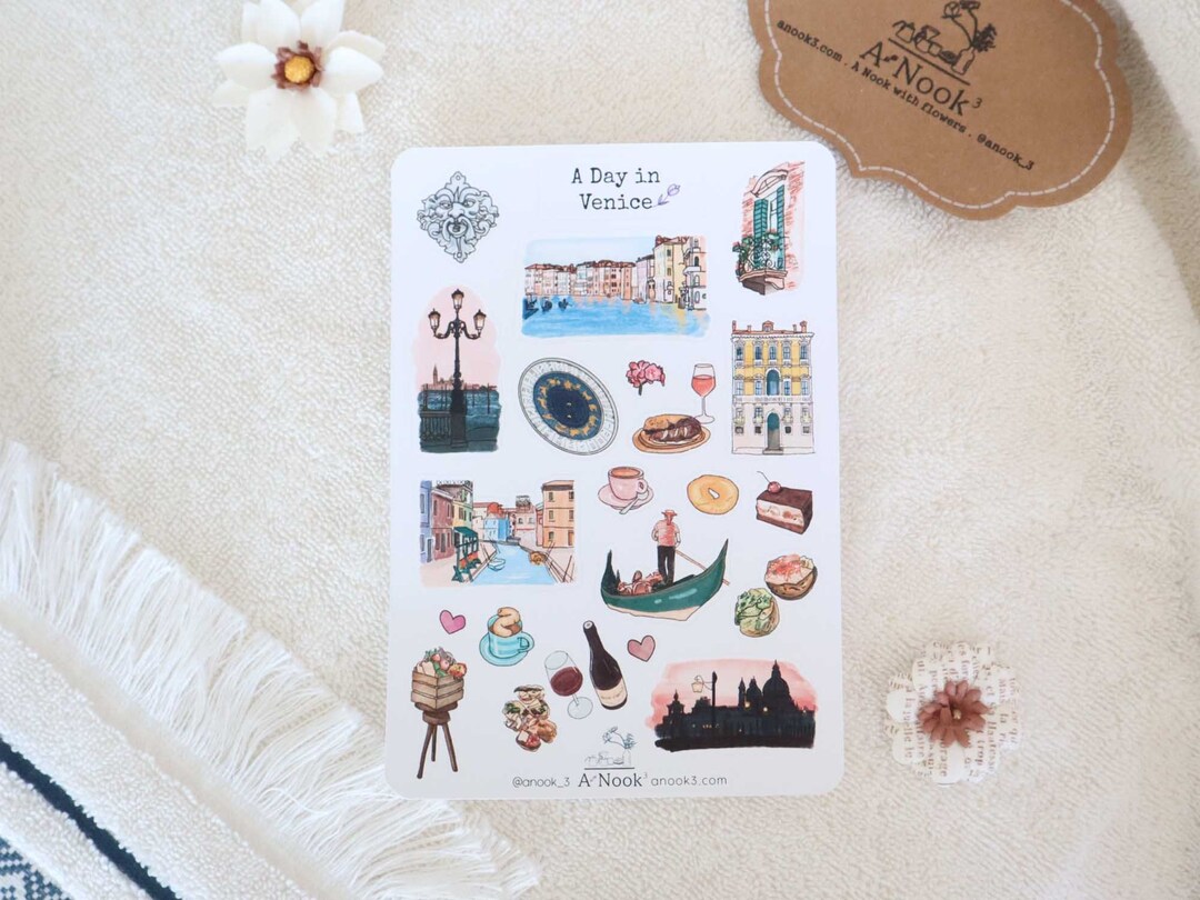 Venice Italy Sticker Sheet City Art Stickers Travel Stickers for ...