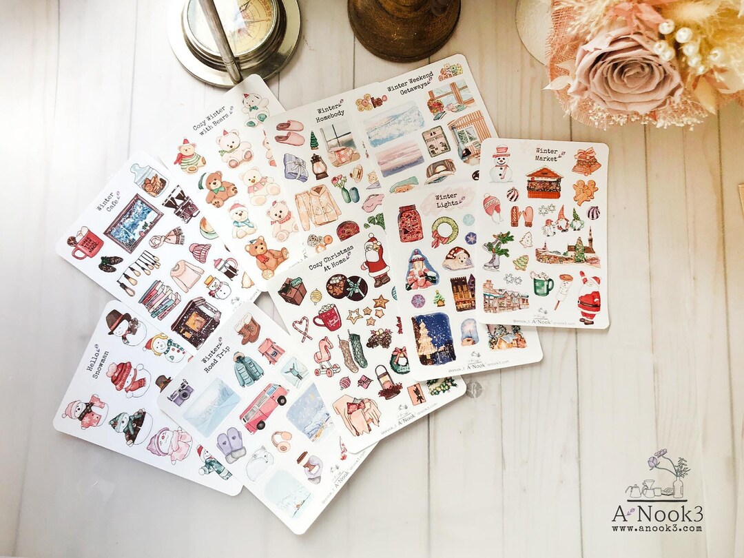 Winter Stickers Journal Stickers, Christmas Winter Market, Winter ...