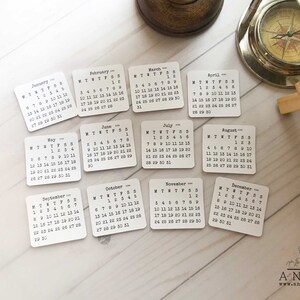 Mini Calendar Stickers Die Cut 2025 Calendar Sunday Start Monday Start ...