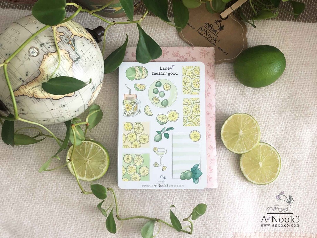 Lime Sticker for Journal Bujo Sticker Sheet Lime Green Fruit Stickers ...