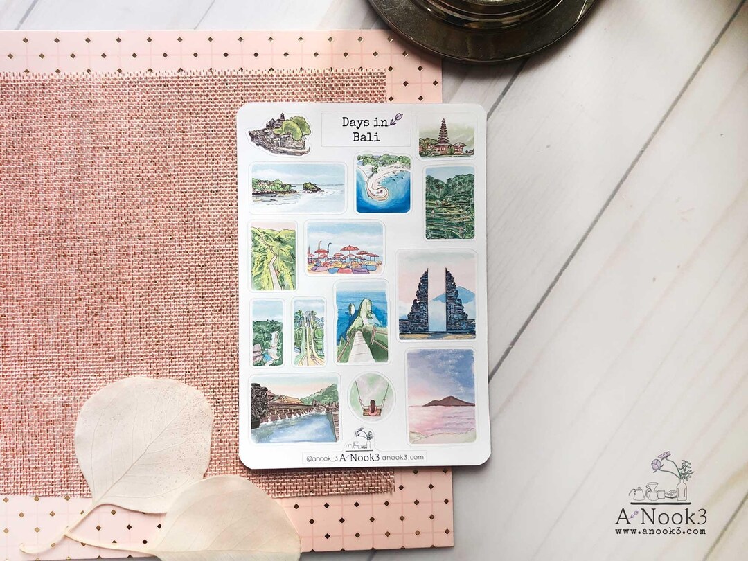 Bali Travel Stickers: Hand-drawn Tropical Paradise Planner Stickers - Etsy