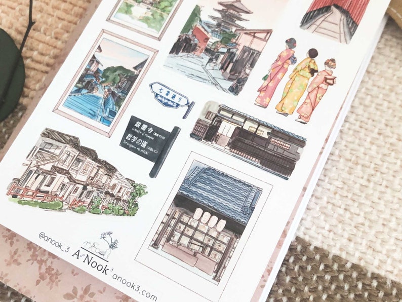 Kyoto Sticker Sheet L Japan Travel Journal Stickers L City Stickers L ...