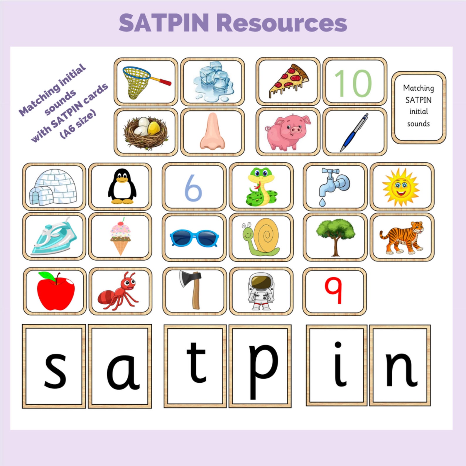 Editable SATPIN Pack With Sound Button Flashcards and Matching Initial ...
